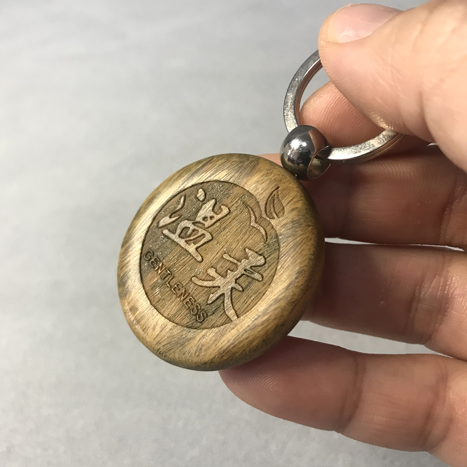 Solid Wood Keychain-Jiuguo Green Sandalwood Keychain Round Red ...