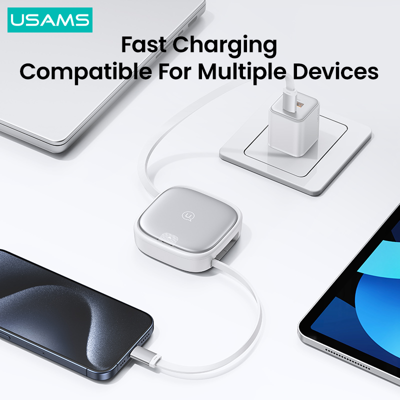 Usams SJ650 6-in-1 60W Fast Charging Multi-Functional Cable Box Retractable Charging Cable Type ...