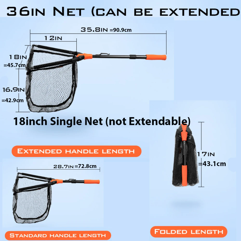 KastKing Pontus Fishing Net, Foldable Extendable Fish Landing Net Lightweight & Portable Fishing ...