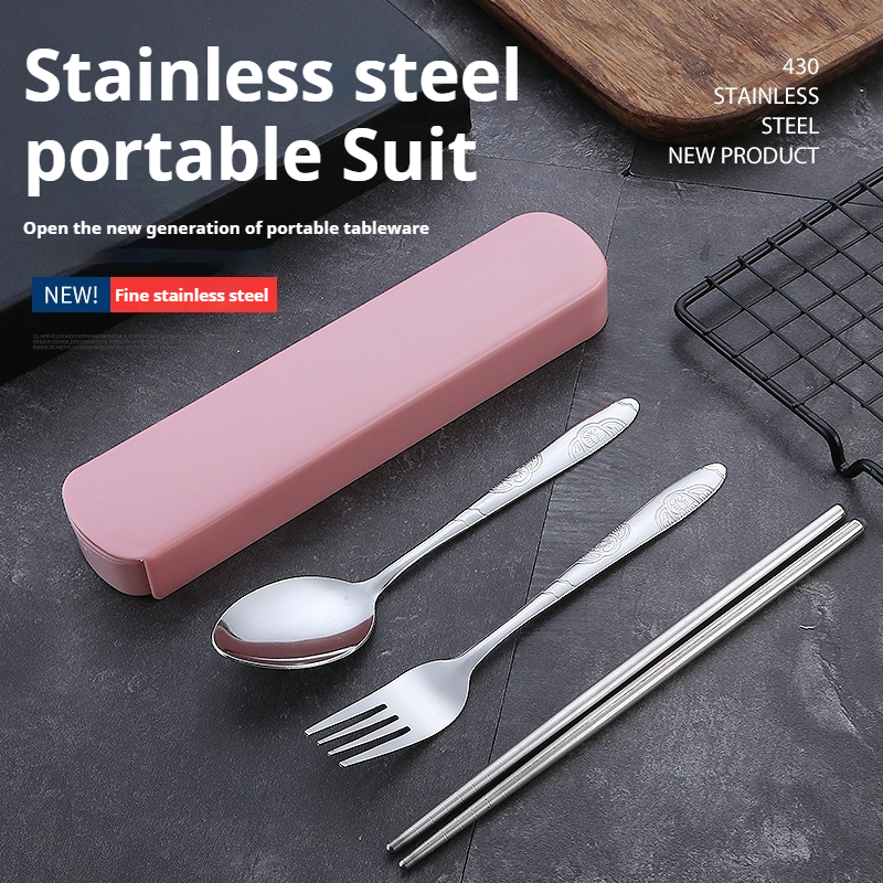 3 in 1 Spoon Fork & Chopsticks Box Container Set | Shopee Philippines