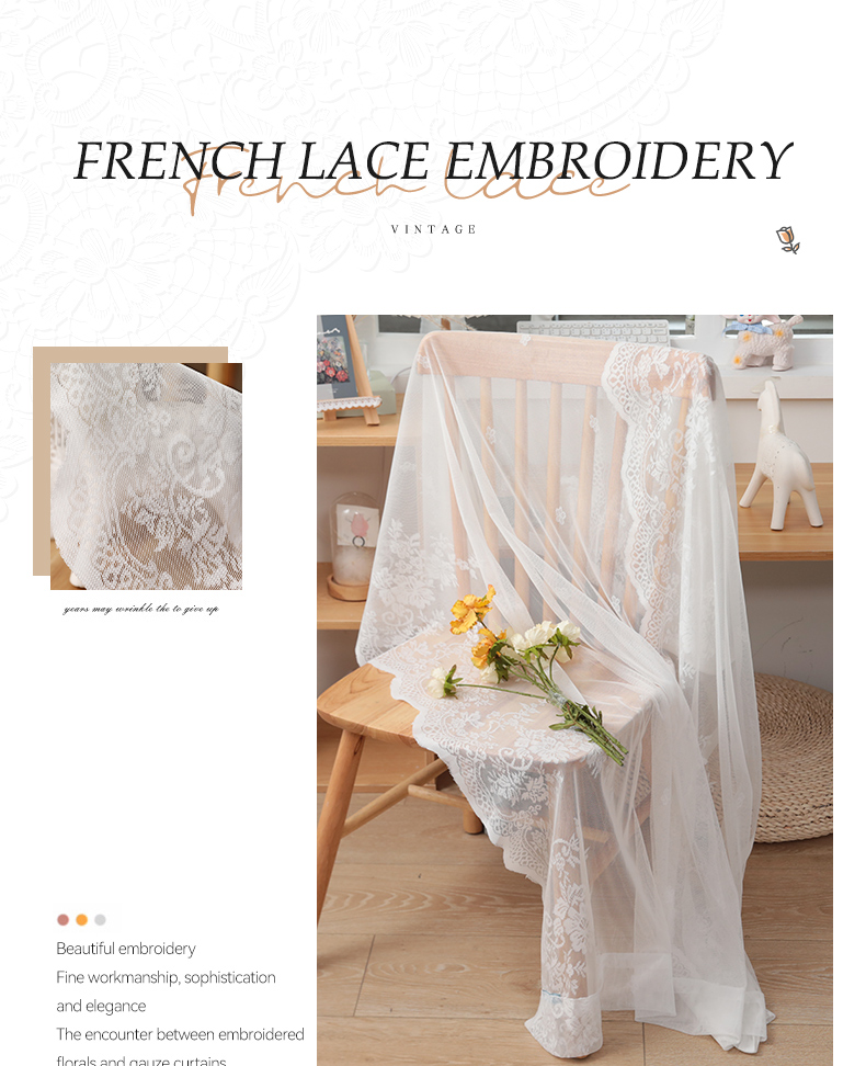 FDM Lace Window Rod Curtain Privacy Door Curtain Washable Jacquard Home ...