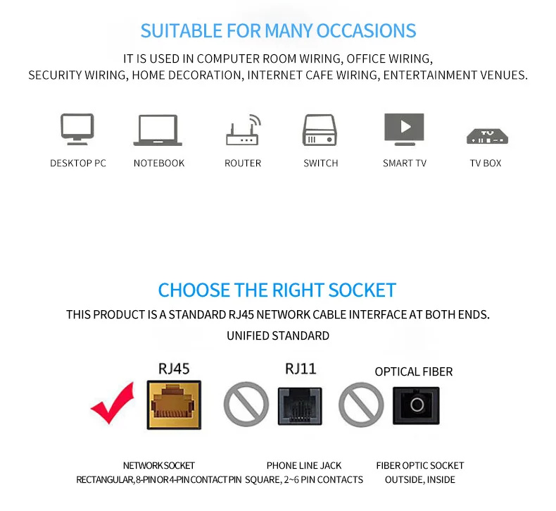 10M 20M 30M 40M 50M Cat6 Gold-plated Ethernet Cable internet Lan cable ...