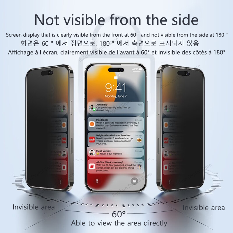 1-3PCS Anti-Spy Privacy Tempered Glass For Vivo Y04 Y17S Y36 Y27 Y16 Y35 Y18 Y19S Y30 Y50 Y12A ...