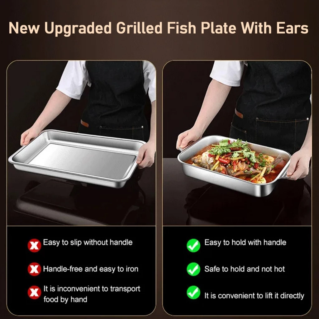 304 Stainless Steel Food Trays Multi-purpose Rectangular with Lid Food ...