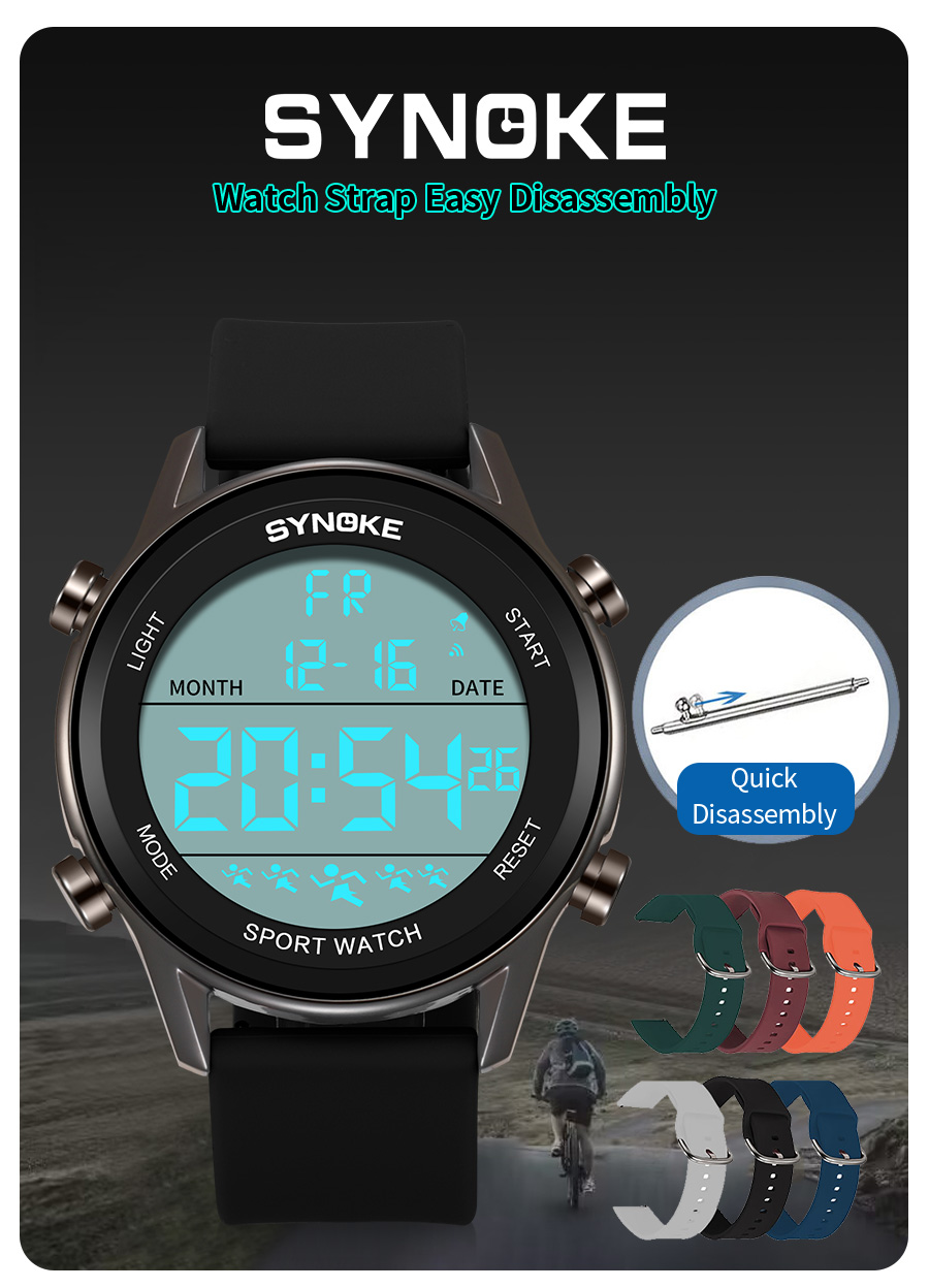 SYNOKE Waterproof Men's Watch Luxury Sports Watch Fashion Alarm LED ...