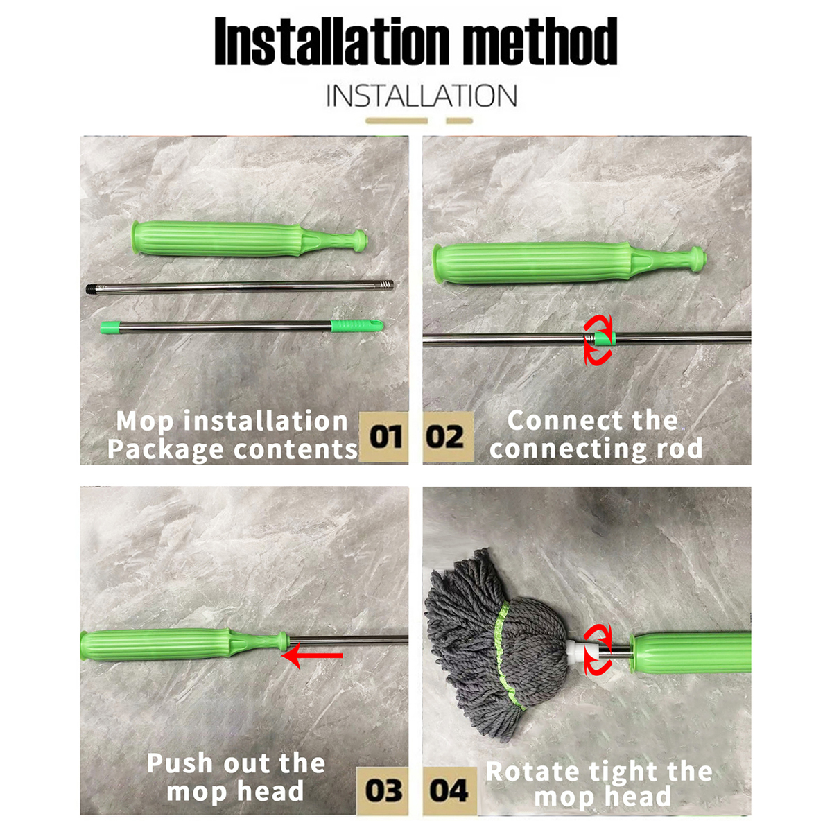 Mop For Floor Multi Function Microfiber Mop Bamboo Fiber Self Twisting ...