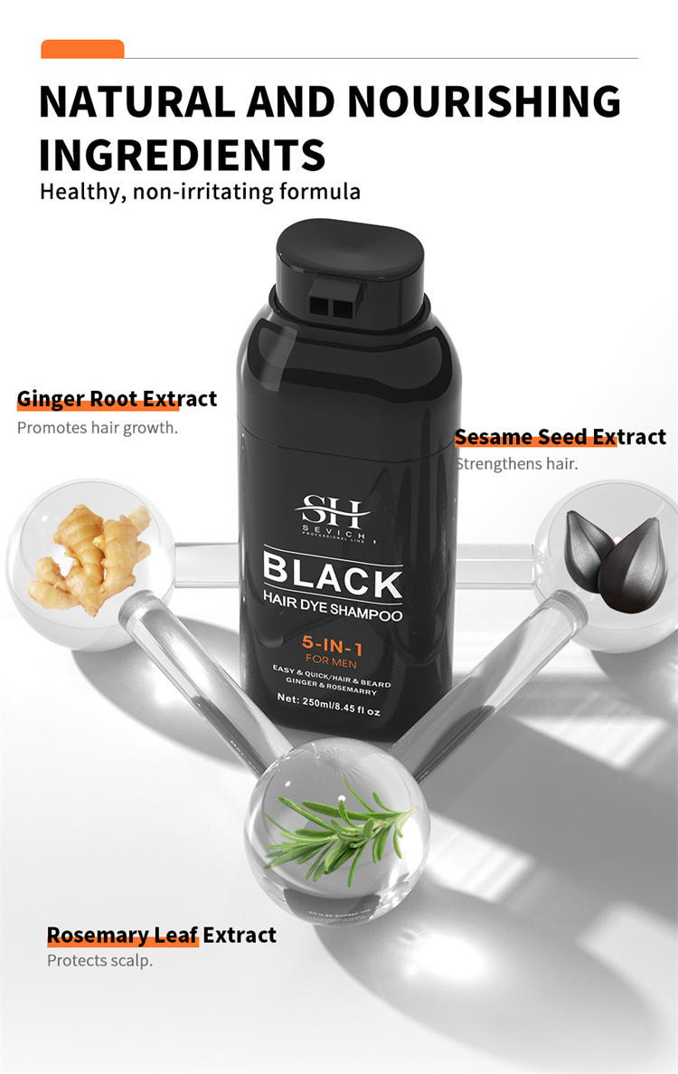 SEVICH Black Hair Dye Shampoo Organic 5 In 1 Blackening Shampoo For ...