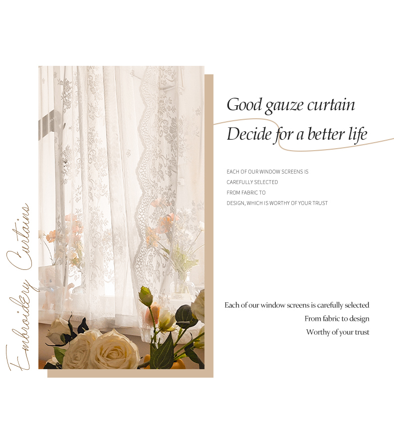 YANYANGTIAN Lace Curtain With Rod Privacy Door Washable Jacquard ...