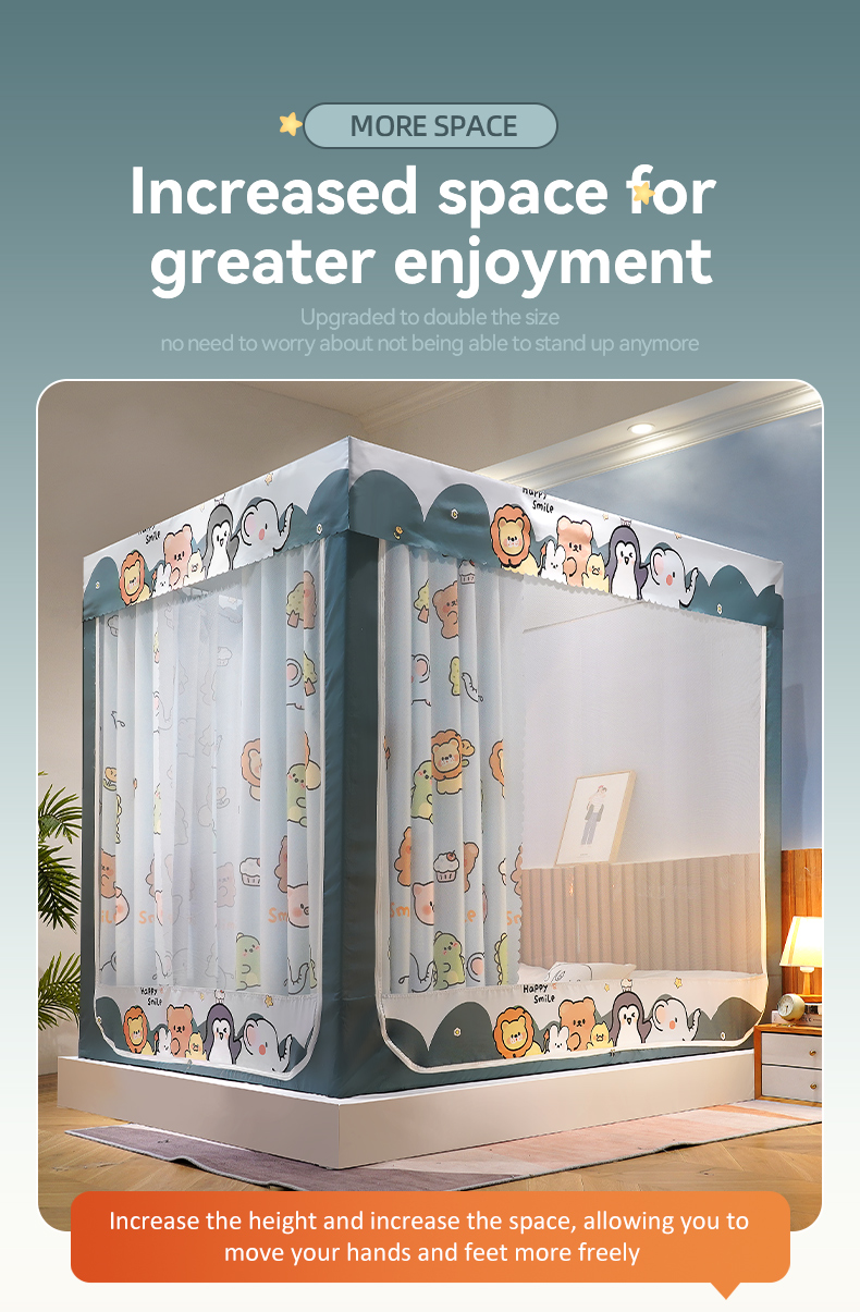 YYT Three Door Mosquito Net Mosquito Proof With Curtains Baby Fall Prevention Protecting Privacy ...