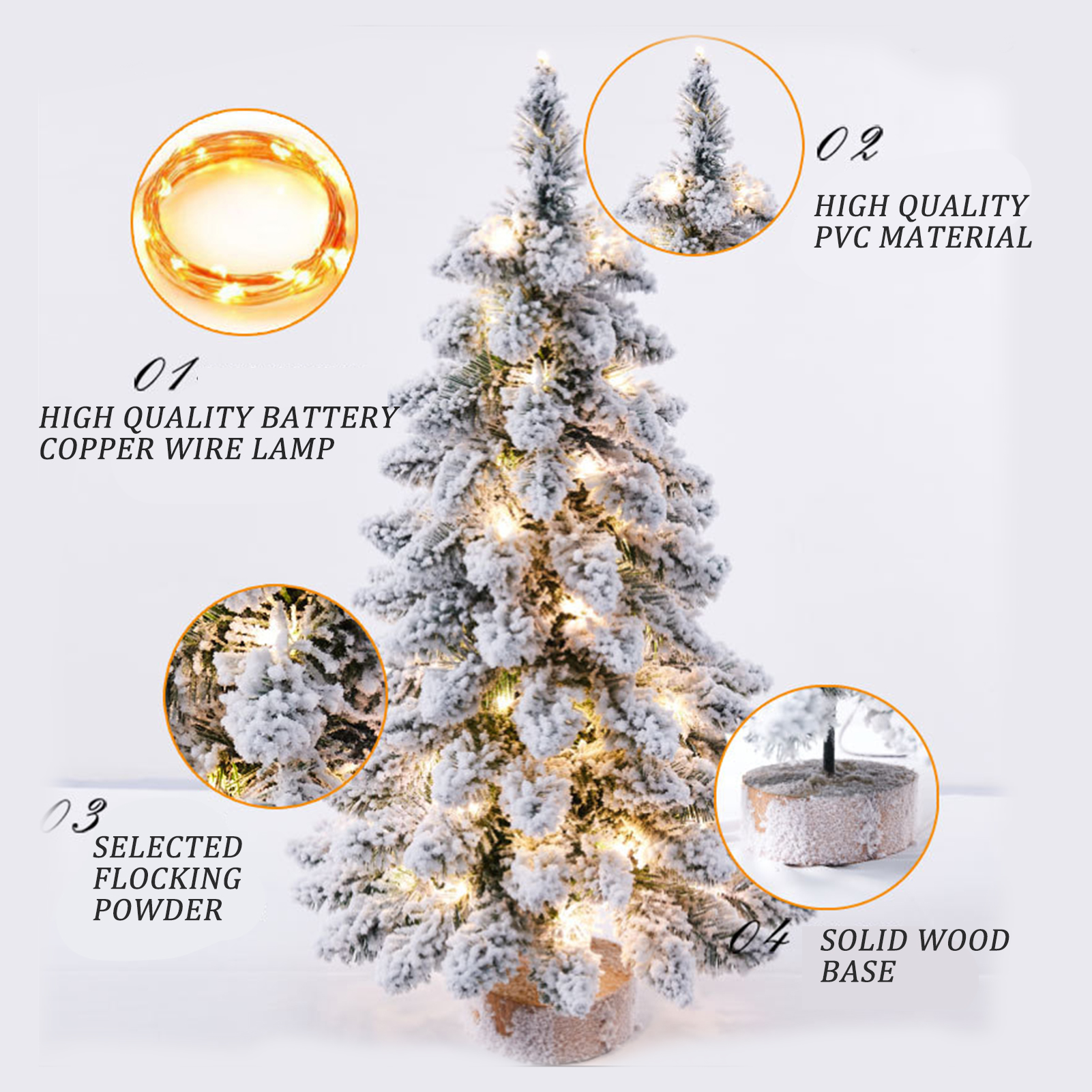 Christmas small Christmas tree with falling snow flocking mini ...