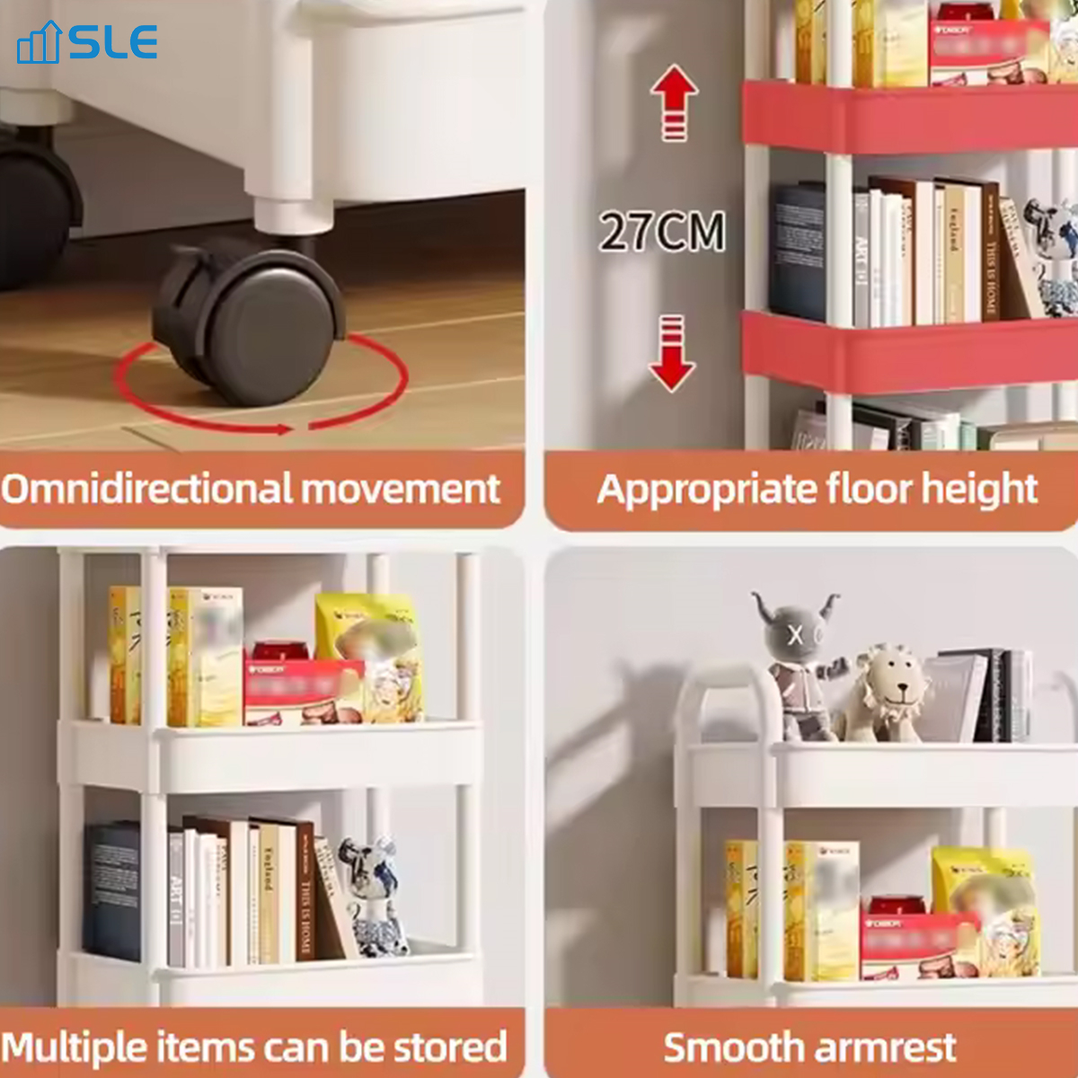 Removable Storage Rack rolling trolley multi-storey cart vegetable rack ...