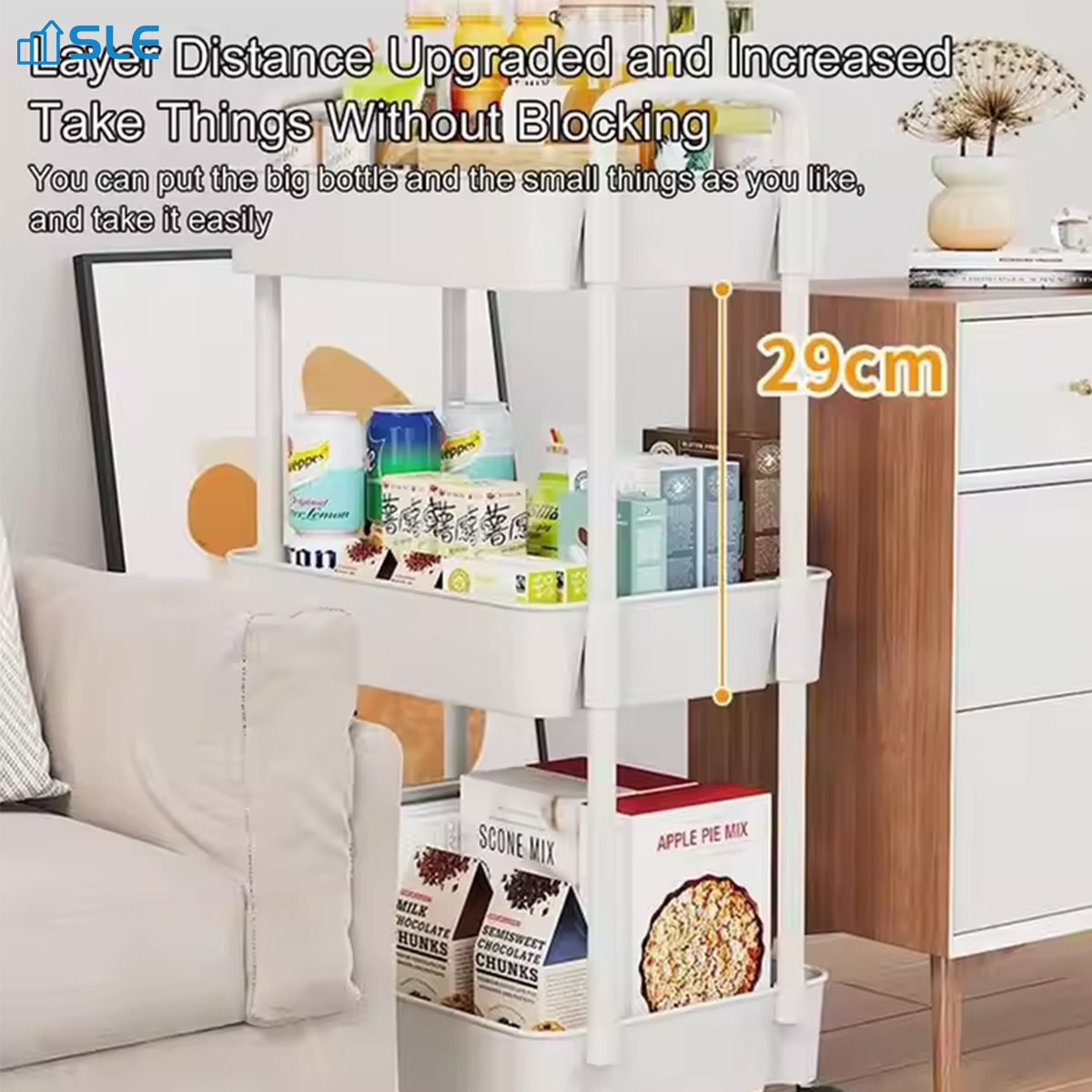 Removable Storage Rack rolling trolley multi-storey cart vegetable rack ...