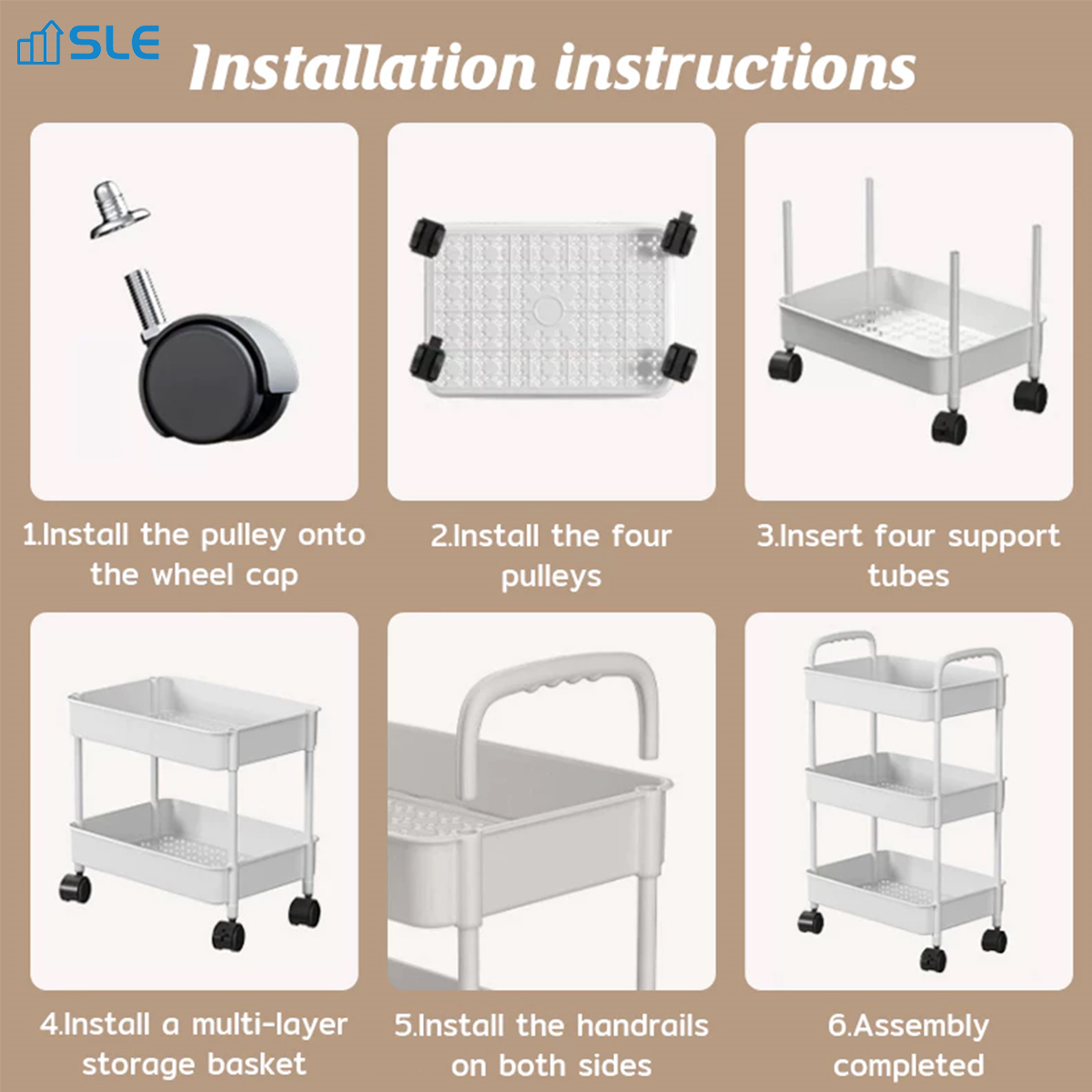 Removable Storage Rack rolling trolley multi-storey cart vegetable rack ...