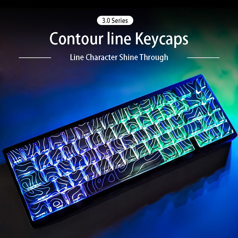 128 Keys Contour line 3.0 Shine Through Keycaps PBT 5-Side Dye-sub ...