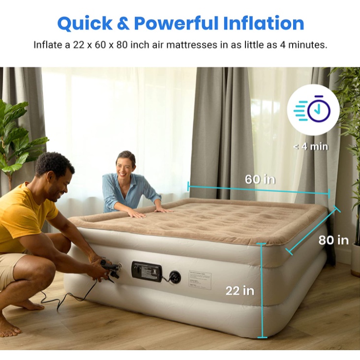 Electric Air Pump Portable Home Inflate Deflate for Air Mattress ...