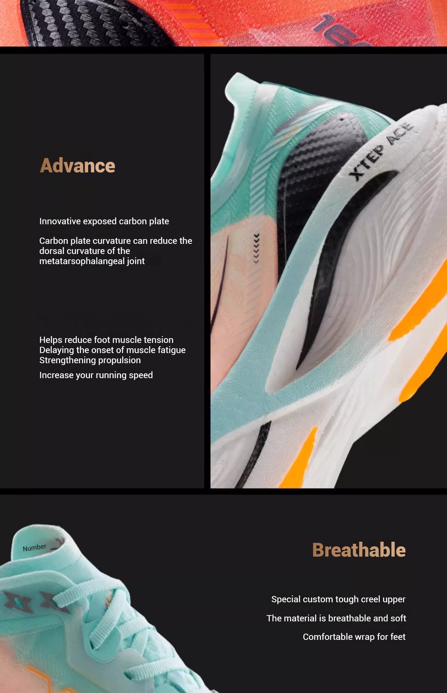 【xtep】160X3.0Pro | Champion Edition Carbon Board Running Shoes Marathon Racing Carbon Board ...