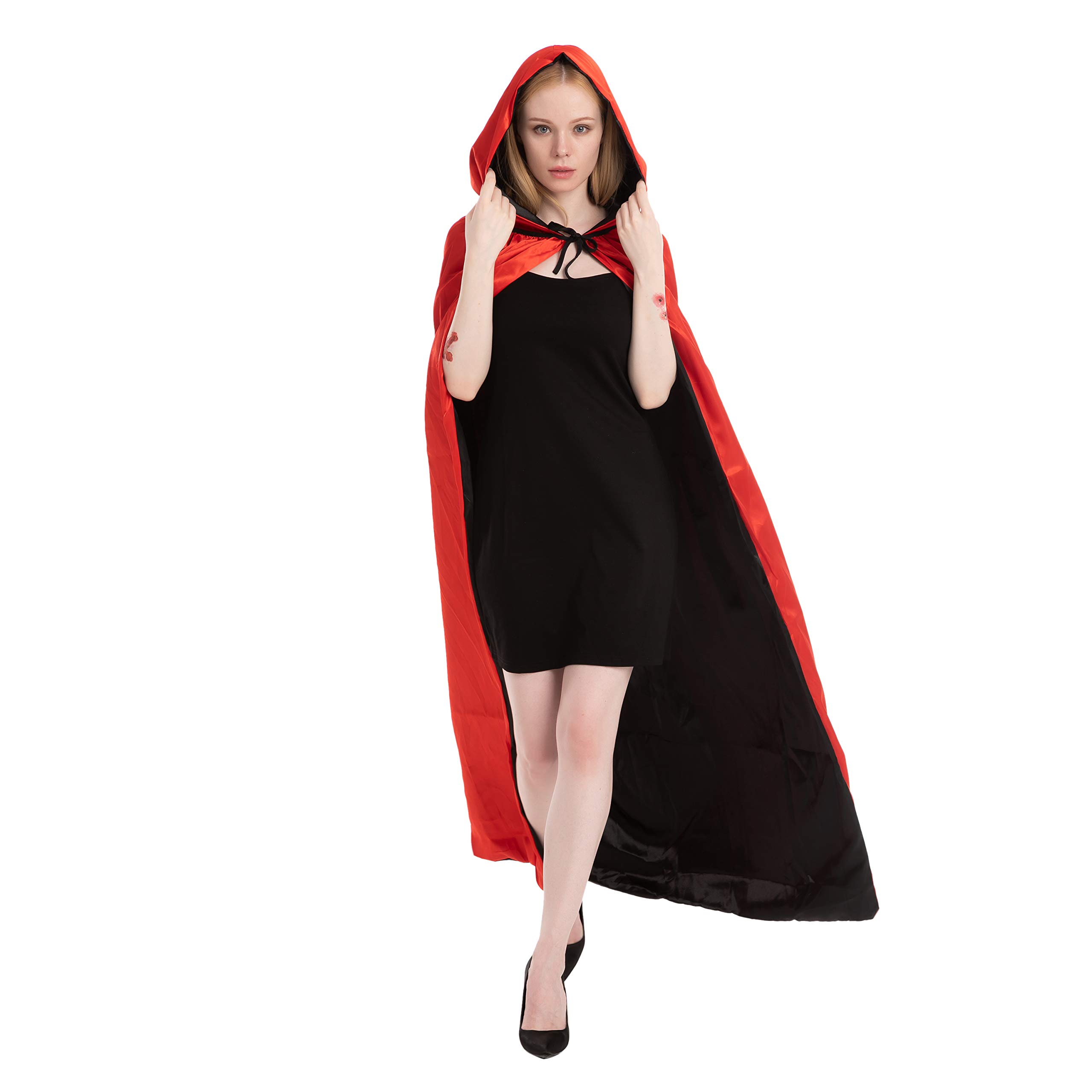 Halloween Costume Black Red Dress Coats On Hand Loose Hooded Cape Adult ...