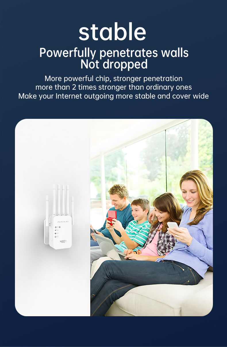 MORUI AVIDUS Dual-band Wireless WIFI Signal Amplifier 6 Antennas 1200M Enhanced Network Extender ...