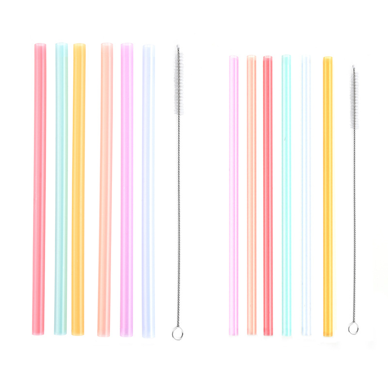 6pcs Reusable Silicone Straws Extra Long Flexible Replacement Straws ...