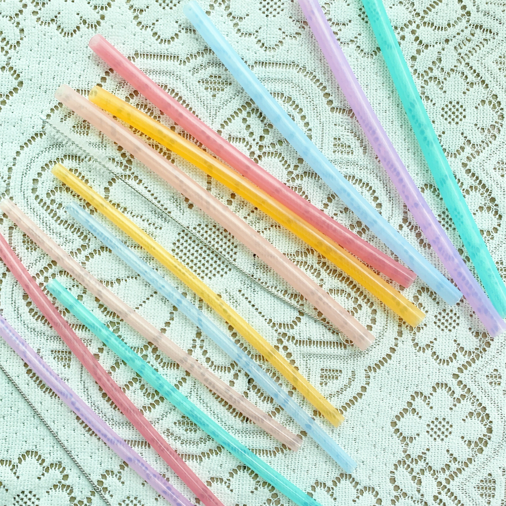 6pcs Reusable Silicone Straws Extra Long Flexible Replacement Straws ...