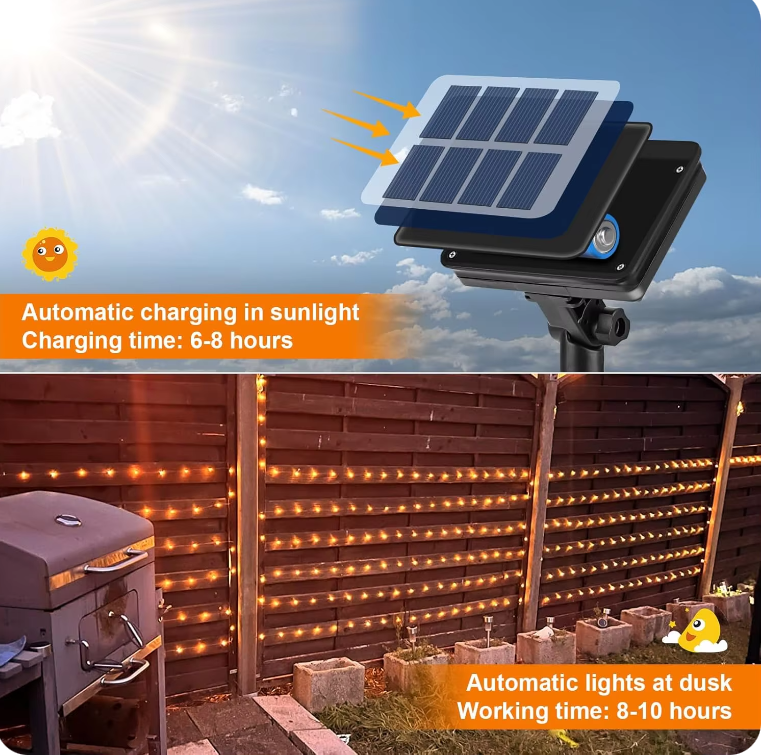 22M Solar String Fairy Lights 8 Modes Outdoor Waterproof Solar Light ...