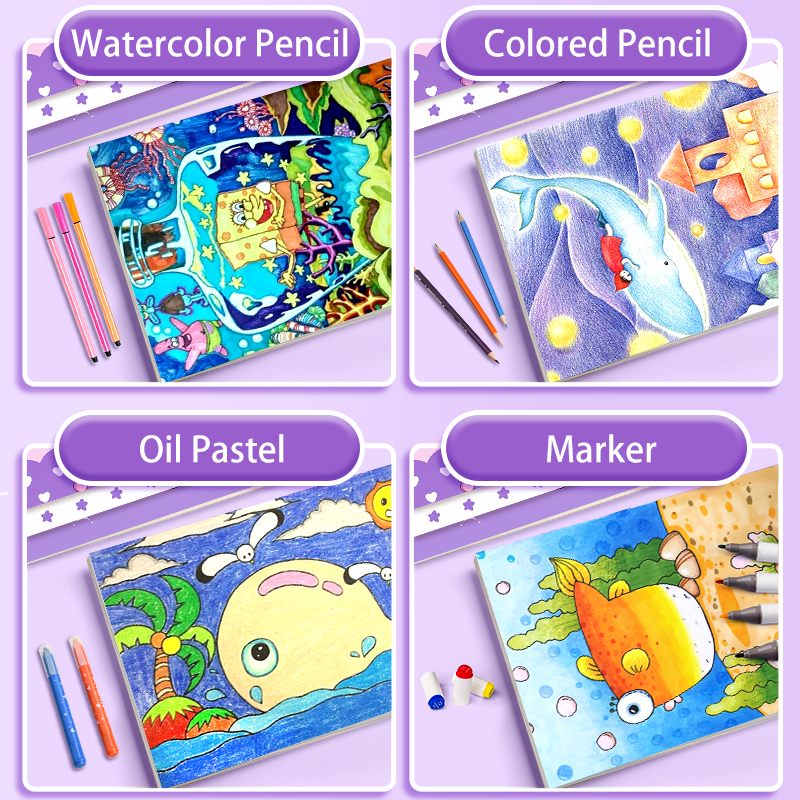 4Pcs Cute Cartoon Desgin Drawing Book 80 Sheets Painting Book For Kids ...