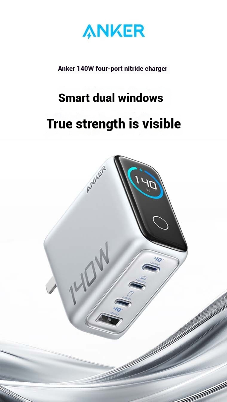 Anker B2697 Zolo Gallium nitride Charger Wiring Set 140W PD Fast Charge 3C1A with Smart window 1 ...