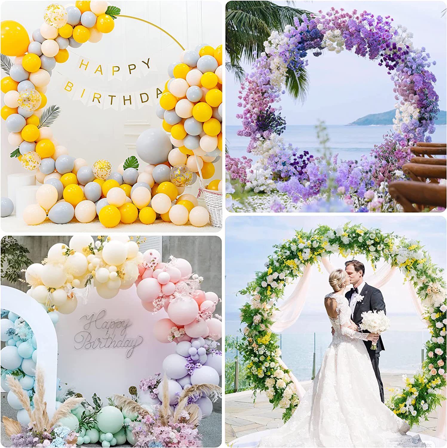 【24h Ship】Round Balloon Arch Stand 2M Wedding Stand Flower Rack Circle ...