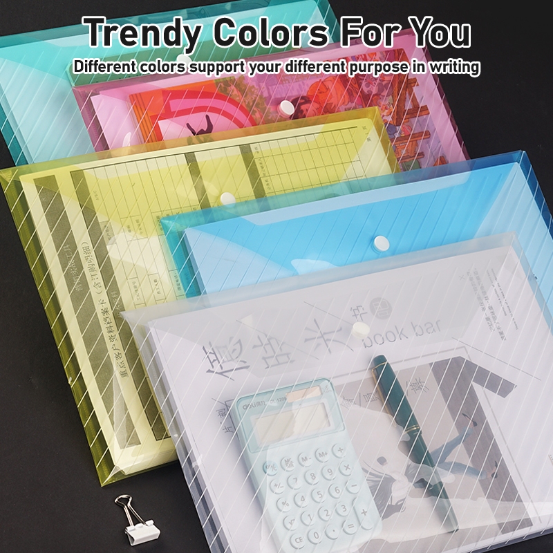 A4 High Capacity Waterproof Button Folder:Transparent File Cases ...