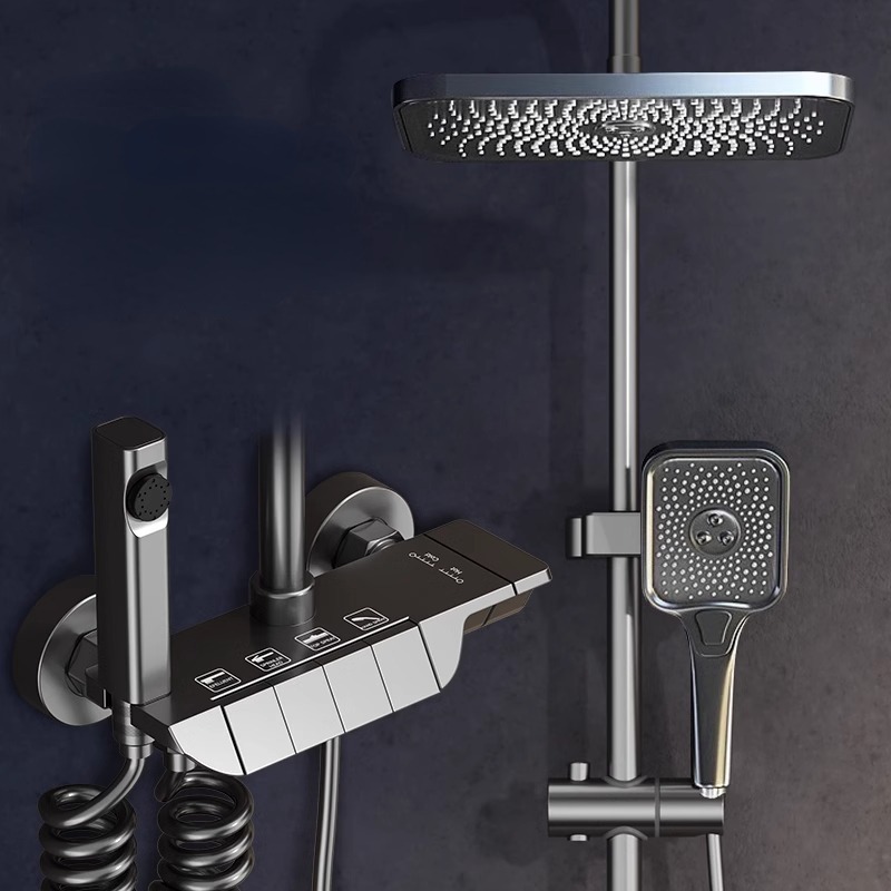 Shower set with faucet ,Gun grey, high quality copper core material ...
