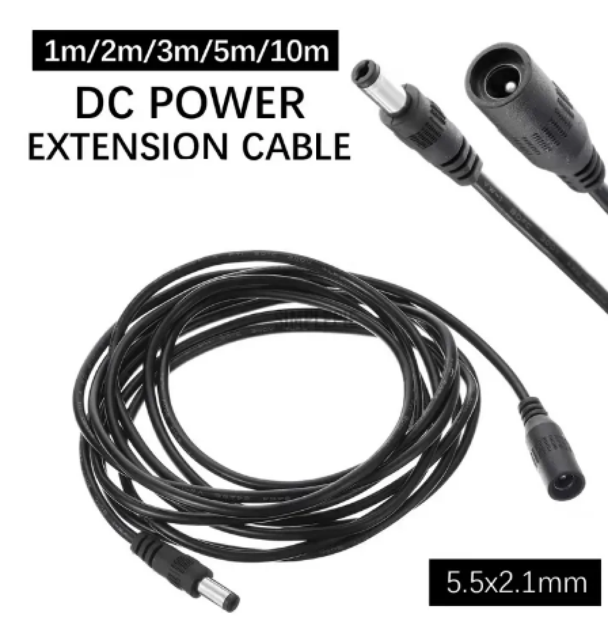 12V DC Power Supply Wire 5M Extension Cable Male Female Power Cord for ...