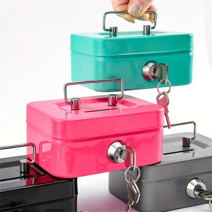 【In Stock 】Cash Box Password/Keys Portable Money Secret Security Safe ...