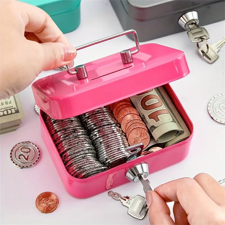 【In Stock 】Cash Box Coin Piggy Bank Money Organizer Cash Box with Lock ...