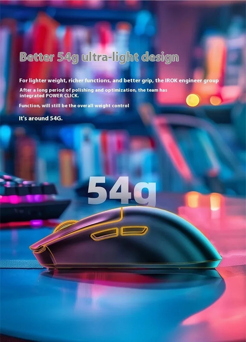 IROK HE3 PRO Tri-mode Wireless Mouse 4K PAW3395 Sensor Replaceable ...