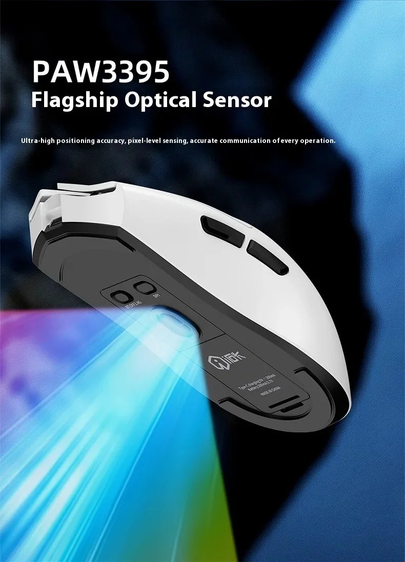 IROK HE3 PRO Tri-mode Wireless Mouse 4K PAW3395 Sensor Replaceable Battery Lightweight Esports ...