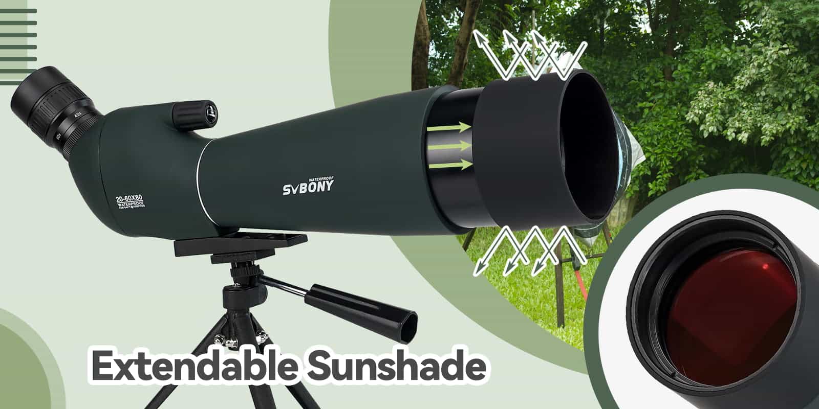 Svbony SV28 Spotting Scope Zoom Telescope Angled Eyepiece Waterproof ...