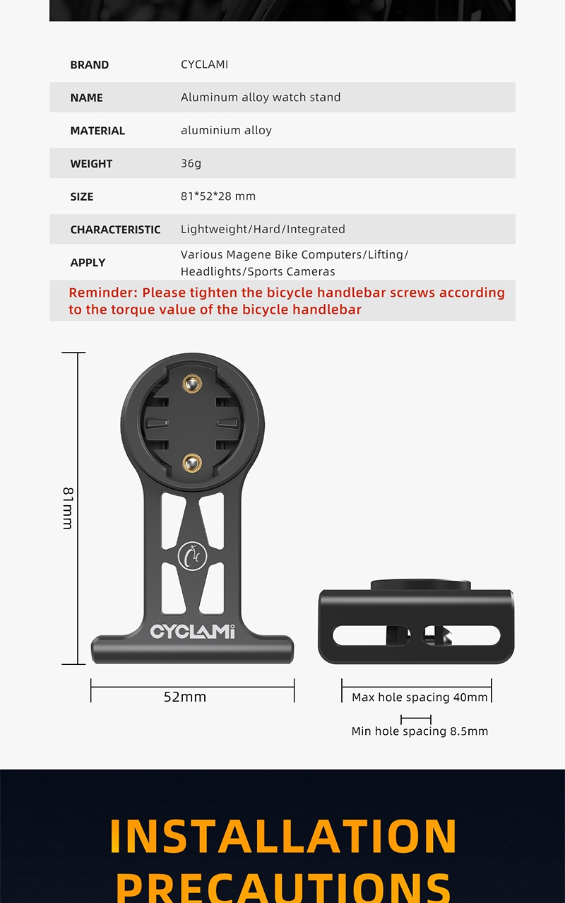 CYCLAMI Aluminium Alloy Double-sided Bike Computer Mount MTB Road GPS ...