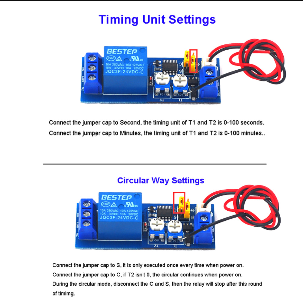 DC 5V 12V 24V Infinite Cycle Delay Timing Time Relay Timer Control ON-OFF Loop Switch Module ...