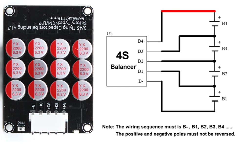 3S 4S 12V 5A Battery Active Equalizer BMS Balancer Lipo Li-ion LFP LiFePO4 Lithium Battery ...