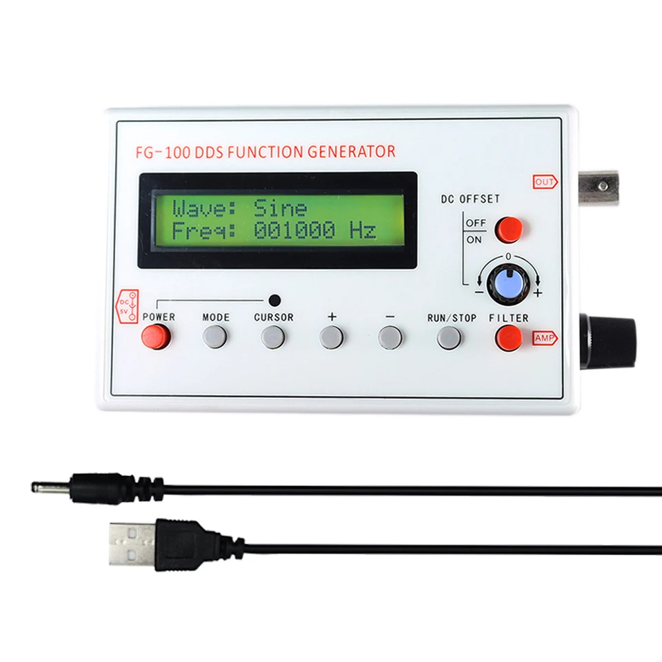FG-100 DDS Function Signal Generator Portable Frequency Counter 1Hz ...