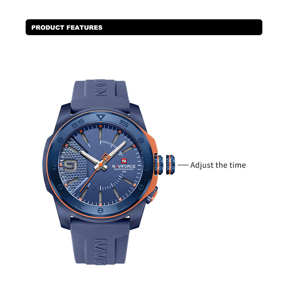Naviforce 7112 Men's Watch Fashion Sports Silicone Strap High Quality ...