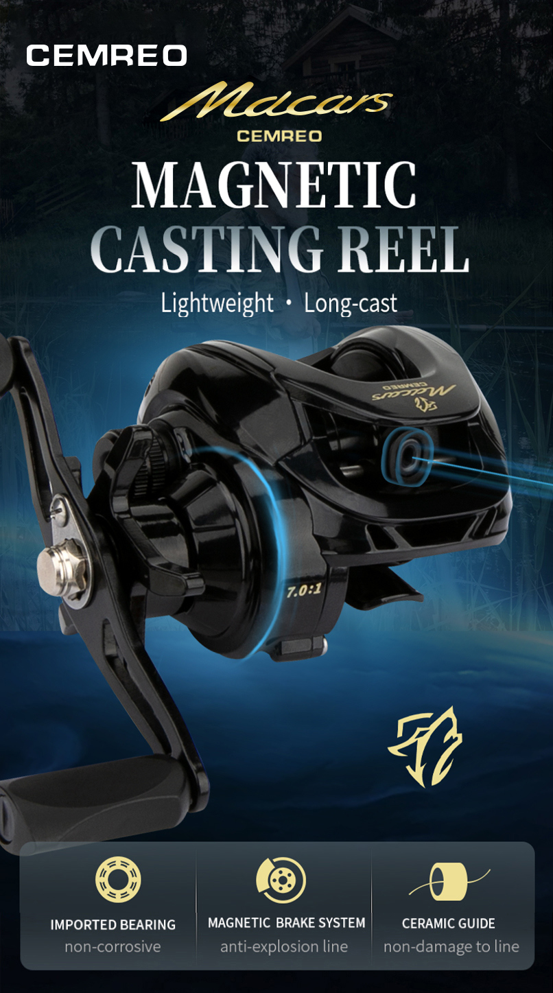 CEMREO Casting Fishing Reel Universal/Shallow Double Spools 9kg Drag ...