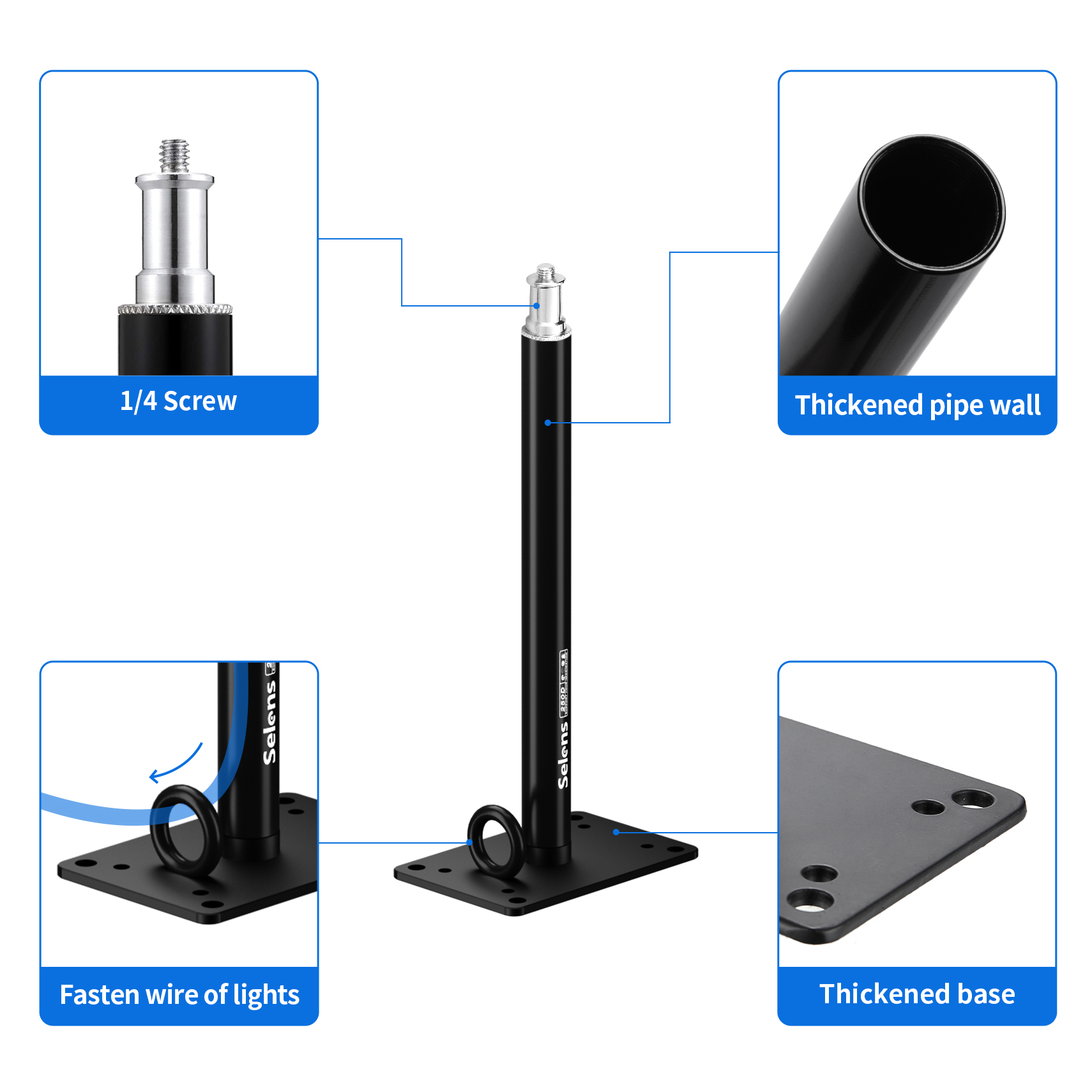 Selens Photography Studio Wall Ceiling Mount Stand Overhead with 1/4" 3 ...