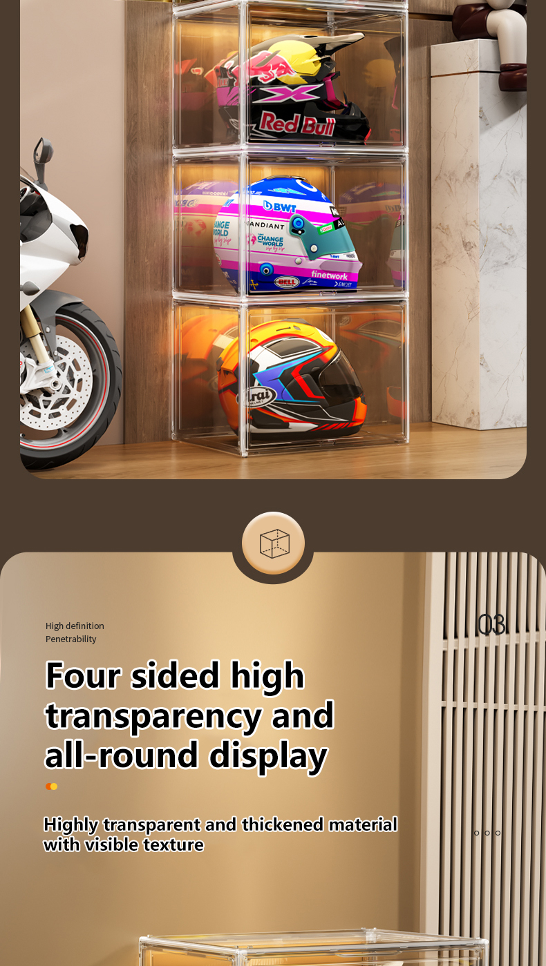 Acrylic Helmet Storage Box Extra-large Size Toy /Bag Storage Organizer ...
