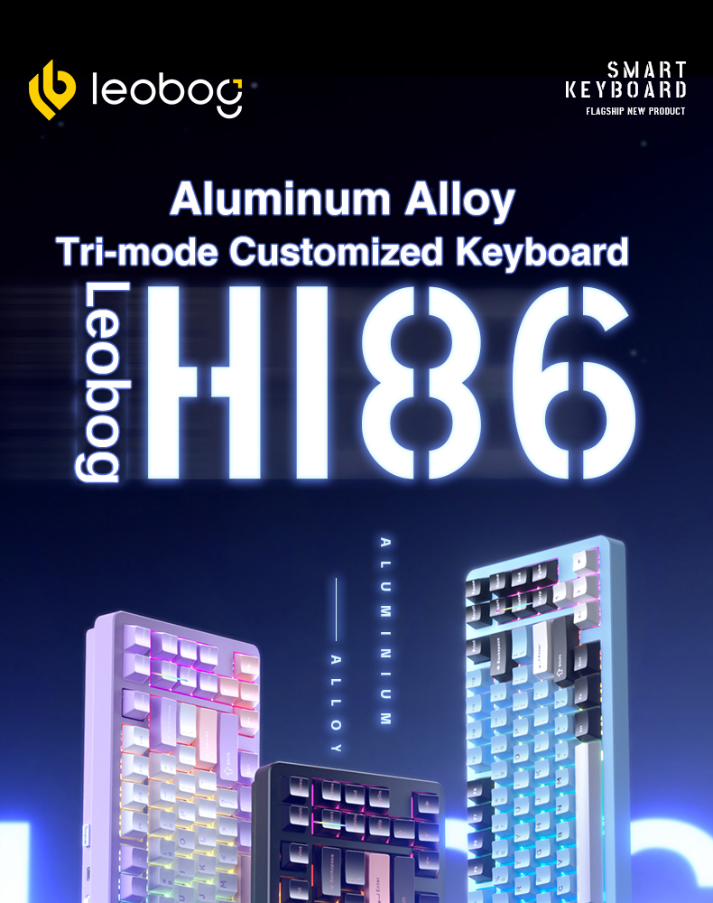 AULA LEOBOG Hi86 Tri mode Mechanical Keyboard 86 Key Hot Swappable RGB ...