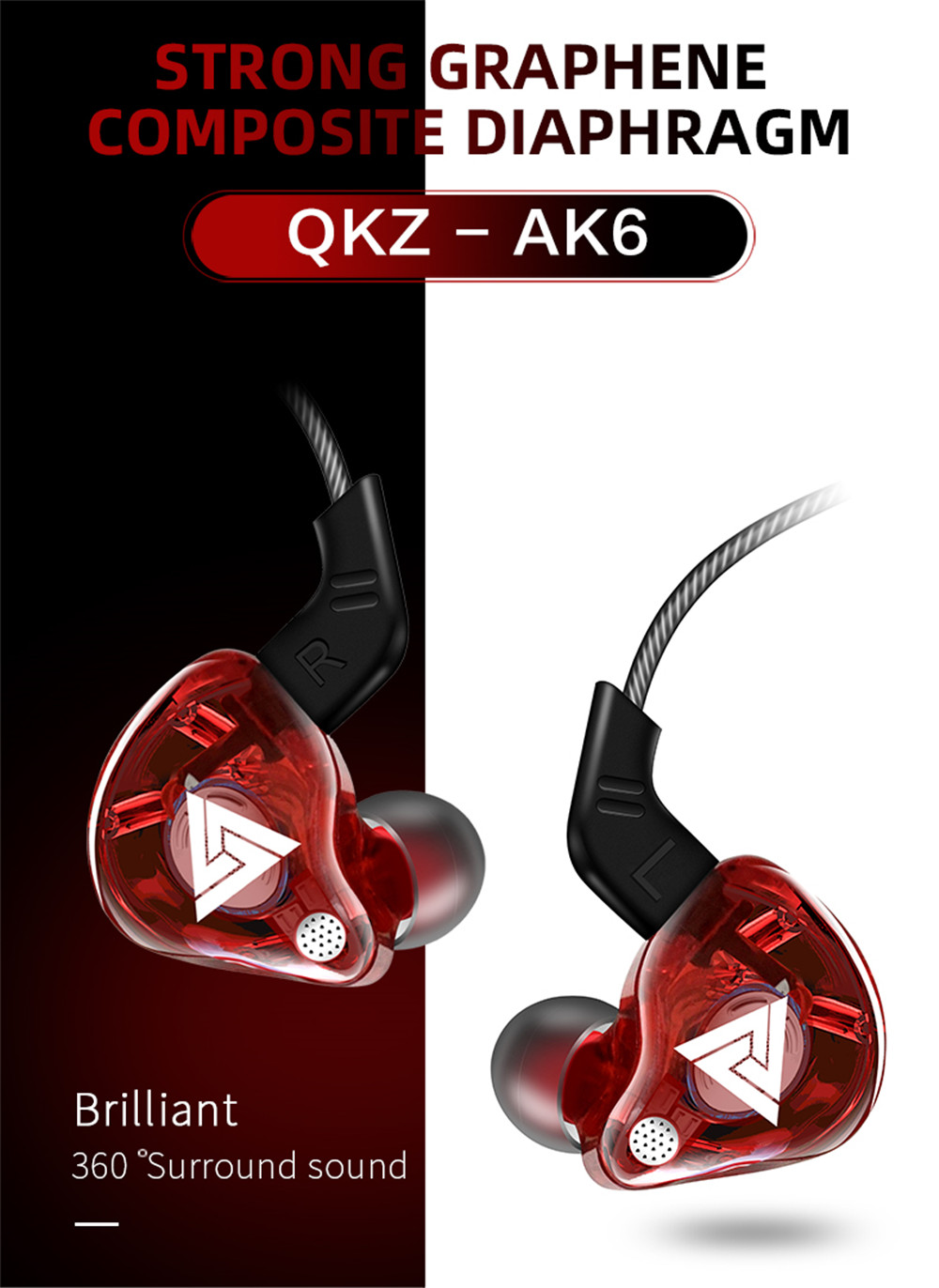 QKZ AK6 Sports Earphones in-ear Remote Control With Mic Headset 3.5mm ...
