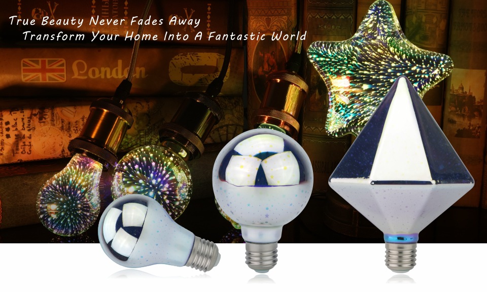 3D Fireworks Light Bulbs, Christmas Decorative Lights, LED Edison Bulb ...