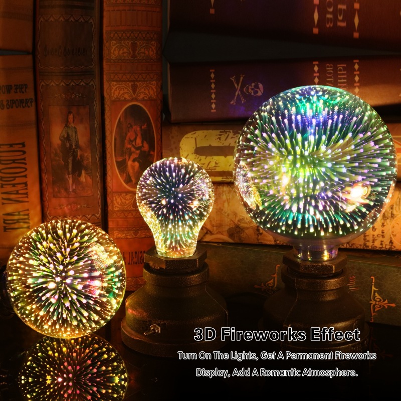 3D Fireworks Light Bulbs, Christmas Decorative Lights, LED Edison Bulb ...
