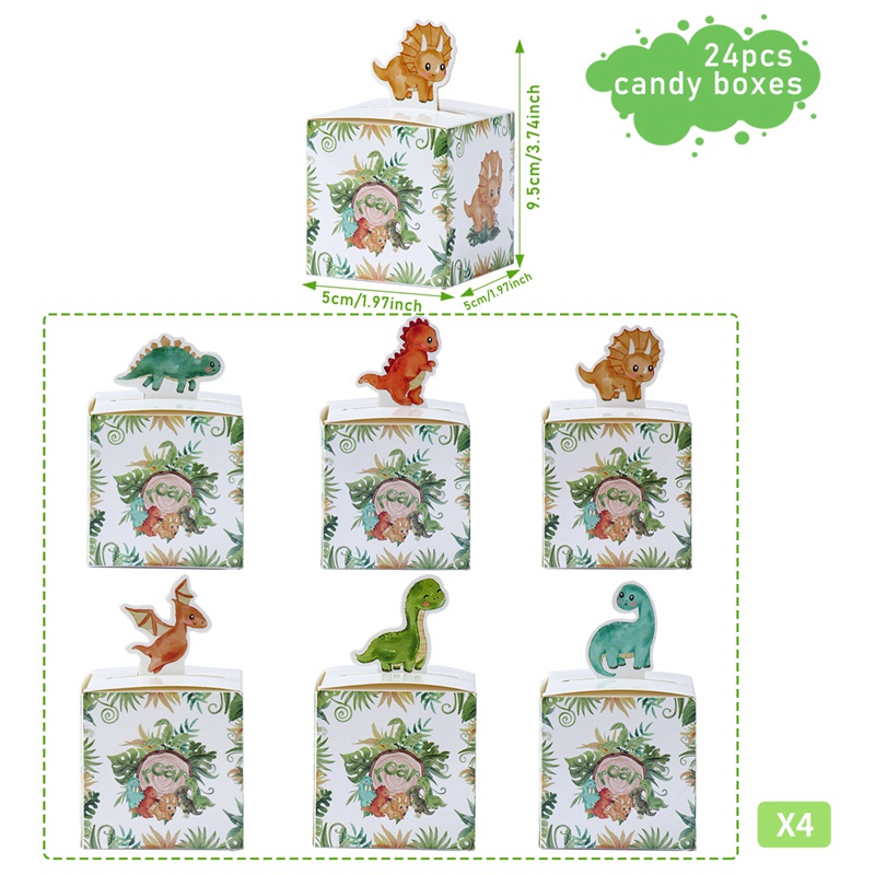 24pcs Dinosaur Animal Candy Boxes Packaging Watercolor Little Dino Gift ...