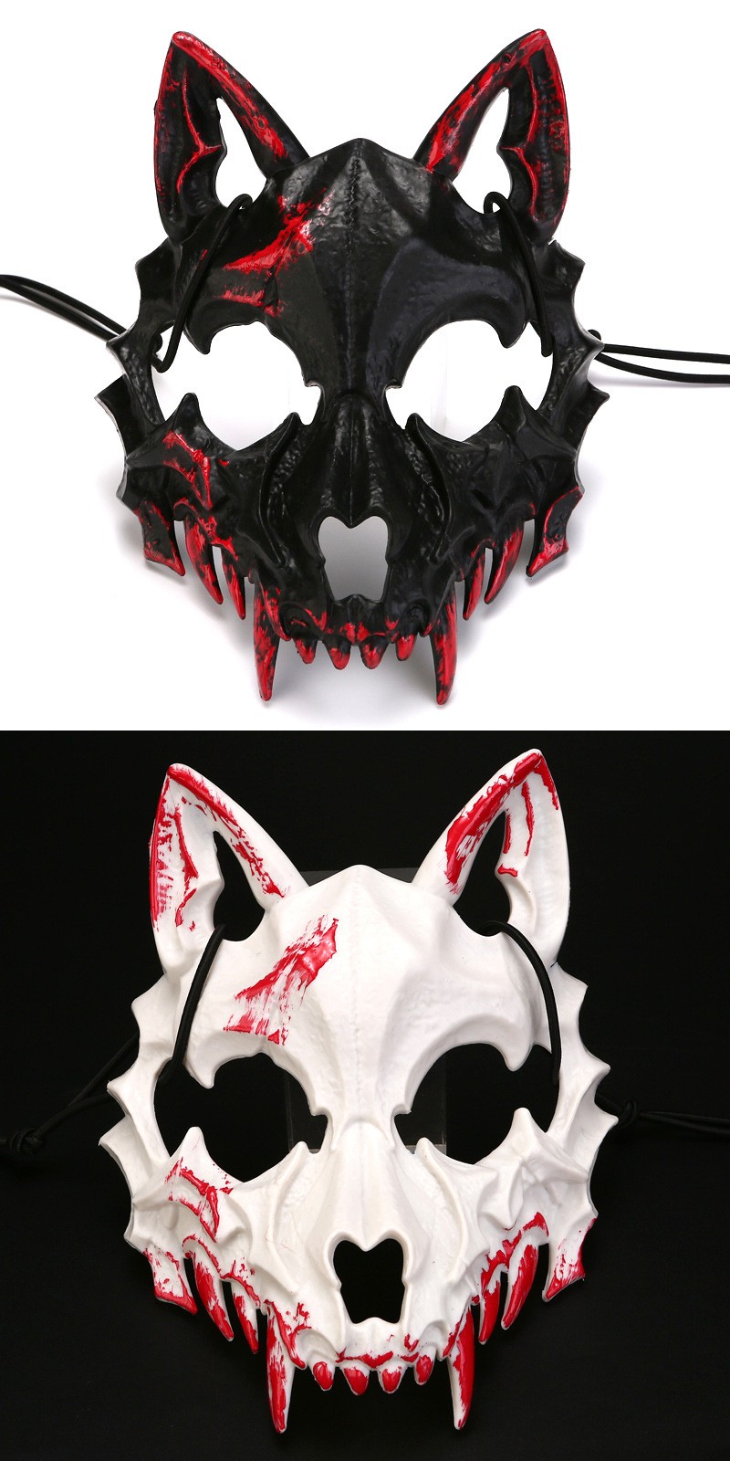 Anime Half Face Bleeding Mask Tiger Yesha Tiangou Human Wolf Mask Dance ...